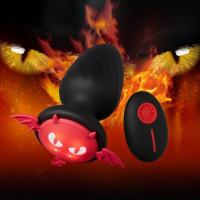 China Wireless Remote Control Silicone Vibrator Butt Plug LED Light Up Anal Toy 12 Modes 200mAh for sale