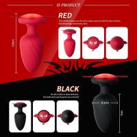 China Wireless Remote Control Silicone Vibrator Butt Plug LED Light Up Anal Toy 12 Modes 200mAh for sale