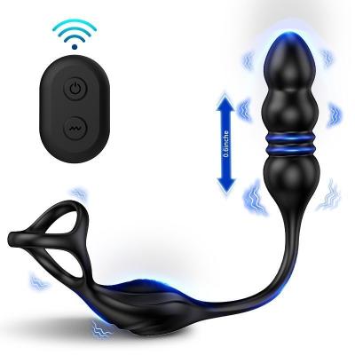 China Male Anal Vibrator Massager Dual Rings Butt Plug with 9 Vibration Modes Telescopic Prostate Massager for Men Women for sale