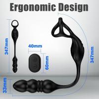 China Male Anal Vibrator Massager Dual Rings Butt Plug with 9 Vibration Modes Telescopic Prostate Massager for Men Women for sale
