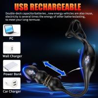 China Male Anal Vibrator Massager Dual Rings Butt Plug with 9 Vibration Modes Telescopic Prostate Massager for Men Women for sale