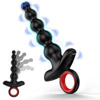 China Remote Control Thrusting Anal Beads Prostate Massager with 9 Vibrating Modes Silicone 103mm for sale
