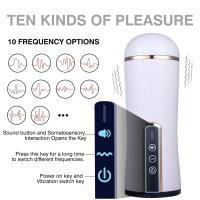 China Automatic 10 Vibration Male Masturbator Rechargeable Adult Sex Toy with Voice and Lighting Effects for sale