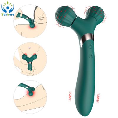 China Fork Stick Massager 9 Speed Modes with Two Rollers Full Body Muscle Massage Medical Silicone IPX6 for sale