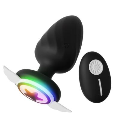 China Angel Winged Anal Plug with Light Remote Control Silicone Butt Plug 9.7cm USB Rechargeable Adult Toy for sale