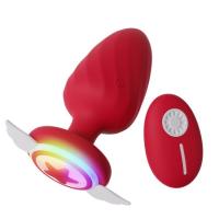 China Angel Winged Anal Plug with Light Remote Control Silicone Butt Plug 9.7cm USB Rechargeable Adult Toy for sale