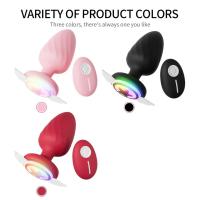 China Angel Winged Anal Plug with Light Remote Control Silicone Butt Plug 9.7cm USB Rechargeable Adult Toy for sale