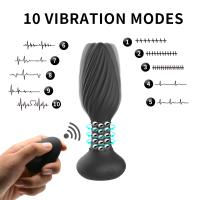 China Silicone Anal Vibrator Prostate Massager 10 Modes Remote Control Vibrating Butt Plug for Women for sale