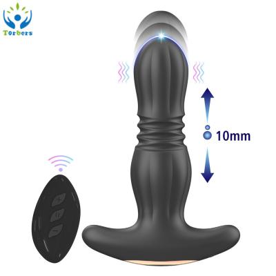 China Silicone 2 in 1 Prostate Massager Thrusting Vibrator App Control Anal Butt Plug 650mAh USB Rechargeable for sale