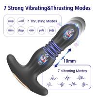 China Silicone 2 in 1 Prostate Massager Thrusting Vibrator App Control Anal Butt Plug 650mAh USB Rechargeable for sale