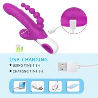 China Torbers G-Spot Vibrator Silicone Waterproof Clitoral Tongue Massager Triple Stimulation USB Rechargeable 222mm for sale