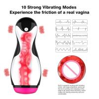 China Electric Heatable Vibration Male Masturbation Cup 10 Modes USB Charging Silicone for sale