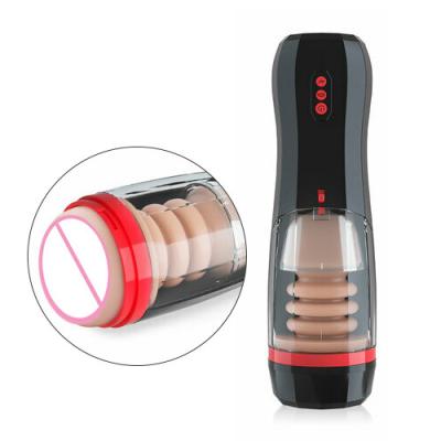 China Men Telescoping Vibrating Masturbator Cup 10 Speeds 5 Modes Intelligent Voice Transparent Shell for sale