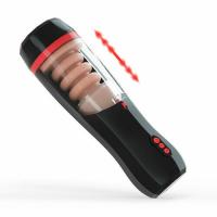 China Men Telescoping Vibrating Masturbator Cup 10 Speeds 5 Modes Intelligent Voice Transparent Shell for sale