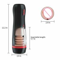China Men Telescoping Vibrating Masturbator Cup 10 Speeds 5 Modes Intelligent Voice Transparent Shell for sale