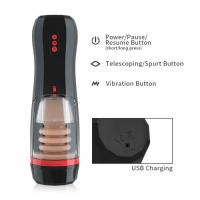 China Men Telescoping Vibrating Masturbator Cup 10 Speeds 5 Modes Intelligent Voice Transparent Shell for sale