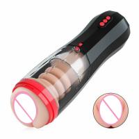 China Men Telescoping Vibrating Masturbator Cup 10 Speeds 5 Modes Intelligent Voice Transparent Shell for sale