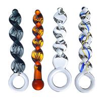 China Glass Butt Plug Anal with Pull Rings Spiral Prostate Massager G-spot Stimulation Sex Toy for sale