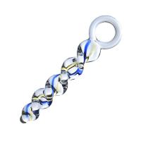 China Glass Butt Plug Anal with Pull Rings Spiral Prostate Massager G-spot Stimulation Sex Toy for sale
