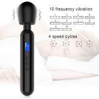 China Waterproof Cordless LED Screen AV Wand Massager 237.5mm 10 Frequency Vibrations for sale