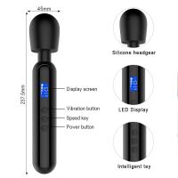 China Waterproof Cordless LED Screen AV Wand Massager 237.5mm 10 Frequency Vibrations for sale