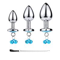 China Aluminium Anal Plug with Leash 2 Bells Metal Butt Plug Sex Toy for Women Men for sale