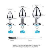 China Aluminium Anal Plug with Leash 2 Bells Metal Butt Plug Sex Toy for Women Men for sale