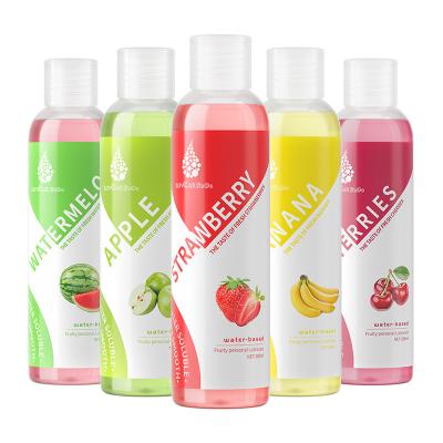 China Water Based Fruit Flavored Personal Lubricant 200ml for Oral Sex Strawberry Lemon Mint for sale