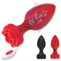 China Silicone 10 Vibration Modes Remote Control Butt Plug Rose Toy Anal Vibrator for Men for sale