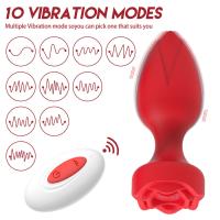 China Silicone 10 Vibration Modes Remote Control Butt Plug Rose Toy Anal Vibrator for Men for sale