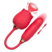 China Double Headed Rose Vibrator with Clitoral Licking and Tongue Stimulation Silicone Sex Toy for Women for sale