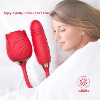 China Double Headed Rose Vibrator with Clitoral Licking and Tongue Stimulation Silicone Sex Toy for Women for sale