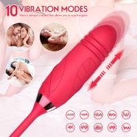 China Double Headed Rose Vibrator with Clitoral Licking and Tongue Stimulation Silicone Sex Toy for Women for sale