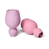 China Rose Shape Silicone Sex Vibrator USB Rechargeable Water Resistant Body Safe Adult Toy for Women Custom OEM for sale