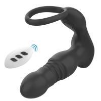 China Remote Control Thrusting Anal Vibrator 12 Speeds Silicone USB Rechargeable Adult Toy for Couples for sale