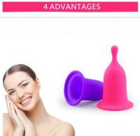 China Medical Grade Silicone Reusable Menstrual Cup 76x45mm 69x41mm 2 Pack for sale