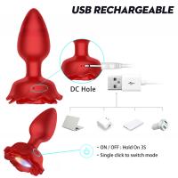 China Remote Control Rose Anal Vibrator Silicone Anal Plug IPX7 Waterproof 10 Speeds for sale
