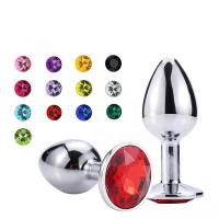 China Stainless Steel Anal Plug Set 3 Sizes S M L Jewel Training Butt Plug for Men Women for sale