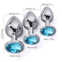 China Stainless Steel Anal Plug Set 3 Sizes S M L Jewel Training Butt Plug for Men Women for sale