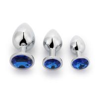 China Stainless Steel Anal Plug Set 3 Sizes S M L Jewel Training Butt Plug for Men Women for sale