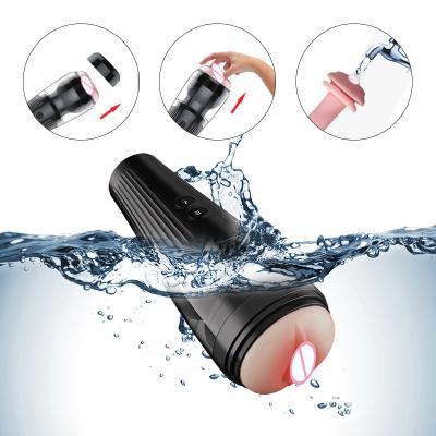 China 7 Frequency Telescopic Vibration Male Masturbation Cup with Suction Cup and Earphone Sound for sale