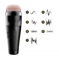 China 7 Frequency Telescopic Vibration Male Masturbation Cup with Suction Cup and Earphone Sound for sale