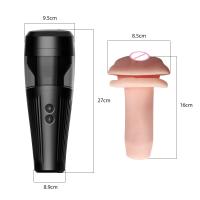 China 7 Frequency Telescopic Vibration Male Masturbation Cup with Suction Cup and Earphone Sound for sale