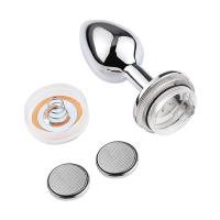 China LED Metal Remote Control Butt Plug 13 Colors Light Up Anal Plug Waterproof Prostate Massager 3 Sizes for sale