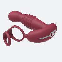 China Prostate Massager 3 in 1 Thrusting Anal Plug with Wireless Remote Control 147mm Medical Silicone for sale