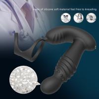 China Prostate Massager 3 in 1 Thrusting Anal Plug with Wireless Remote Control 147mm Medical Silicone for sale