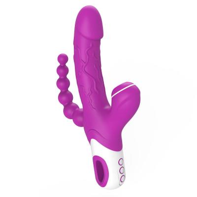China Medical Silicone G Spot Vibrator Waterproof Clitoral Tongue Massager Triple Stimulation USB Rechargeable 222mm for sale