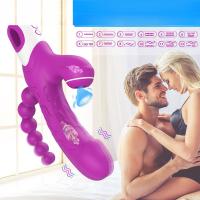 China Medical Silicone G Spot Vibrator Waterproof Clitoral Tongue Massager Triple Stimulation USB Rechargeable 222mm for sale