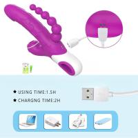 China Medical Silicone G Spot Vibrator Waterproof Clitoral Tongue Massager Triple Stimulation USB Rechargeable 222mm for sale