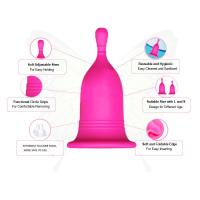 China Medical Grade Silicone Reusable Menstrual Cup 76x45mm 69x41mm 2 Pack for sale